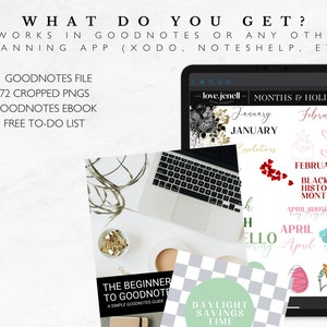 Digital Planner Stickers Months and Holidays~ Goodnotes Precropped PNG ...