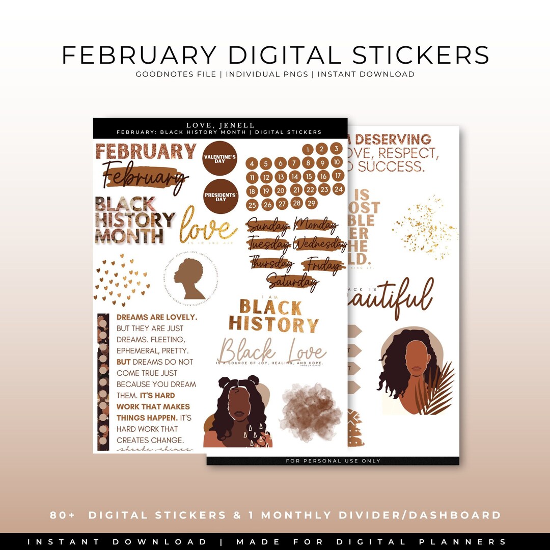 Black History Month Digital Planner Stickers- Winter Digital Stickers ...