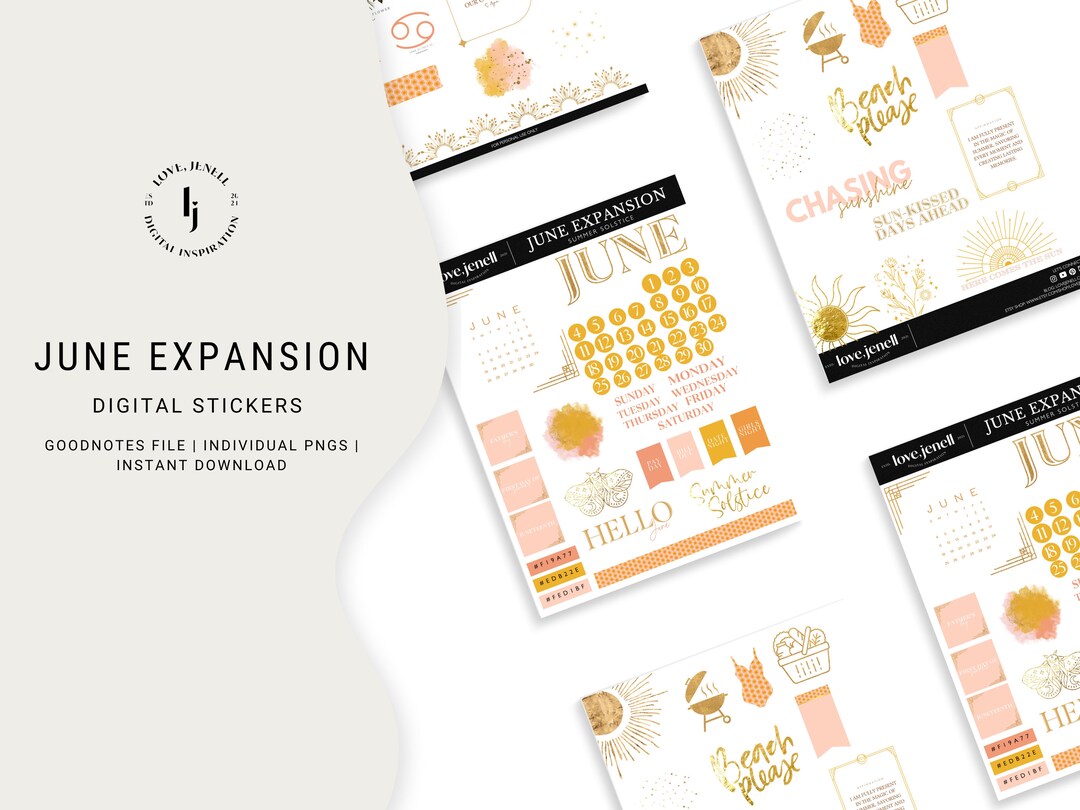 June 2023 Digital Stickers Set | Expansion Pack | Pre-cropped Goodnotes ...