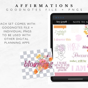 Affirmation Digital Planner Stickers ~ Pre-cropped Goodnotes and PNG ...