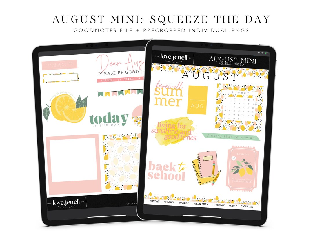 August Mini Digital Planner Stickers-summer Digital Stickers~ Planner ...