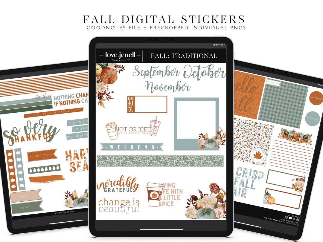 Fall Digital Planner Stickers-halloween Thanksgiving Digital Stickers ...
