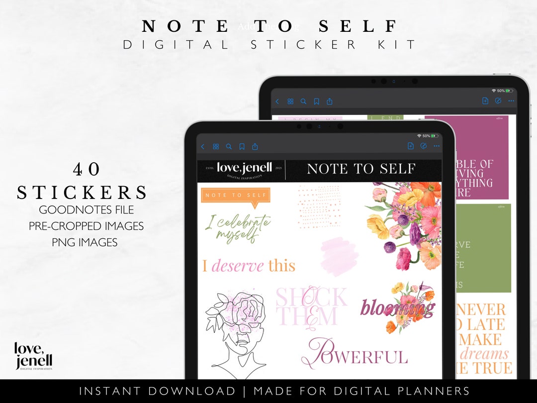 Affirmation Digital Planner Stickers ~ Pre-cropped Goodnotes and PNG ...