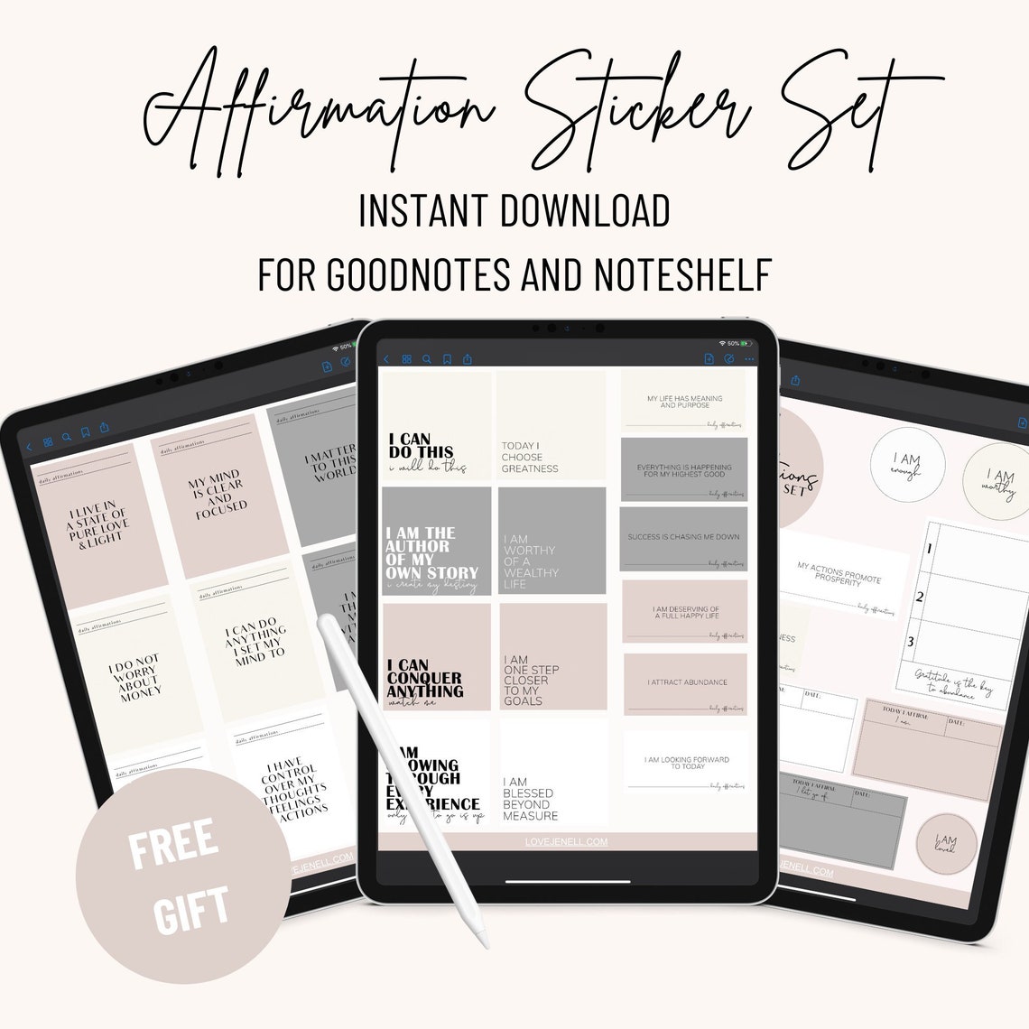 Digital Planner Stickers Affirmation Pre-cropped Goodnotes - Etsy