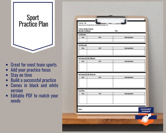 Sport Practice Plan Template - Etsy