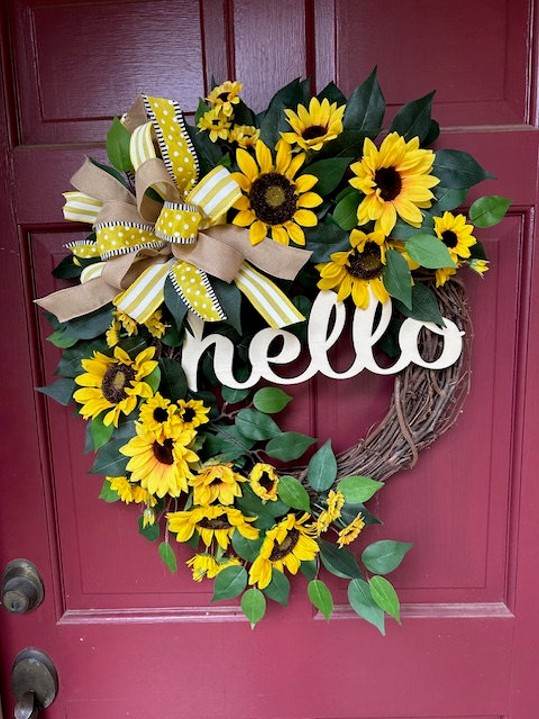 Grapevine Hello Sunflower Wreath - Etsy