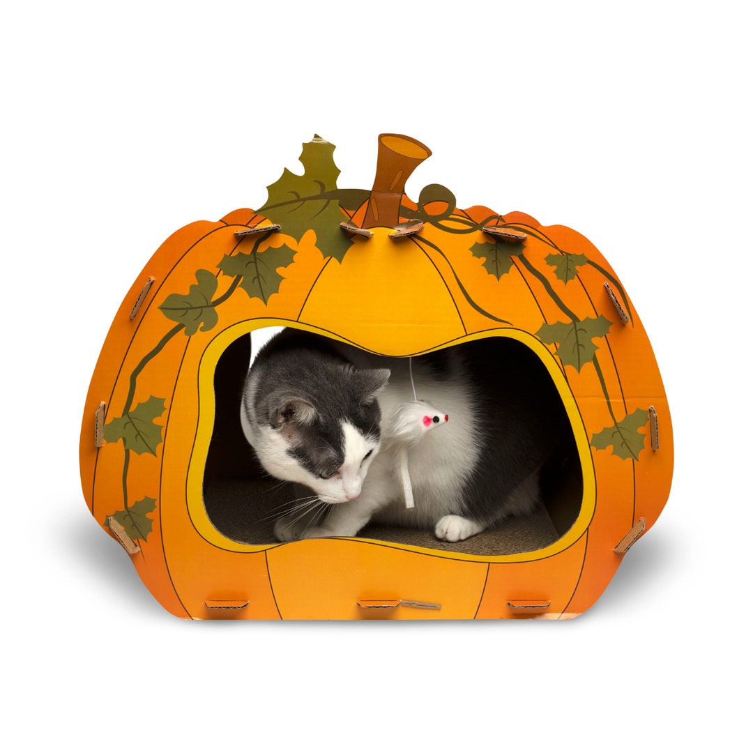 Midlee Halloween Pumpkin Cat Scratcher Cardboard House - Etsy