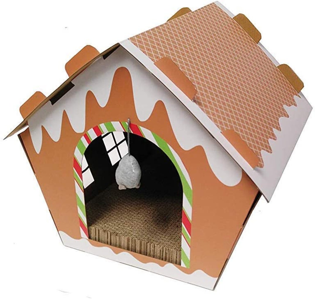 Midlee Gingerbread Christmas Cat Scratcher House - Etsy