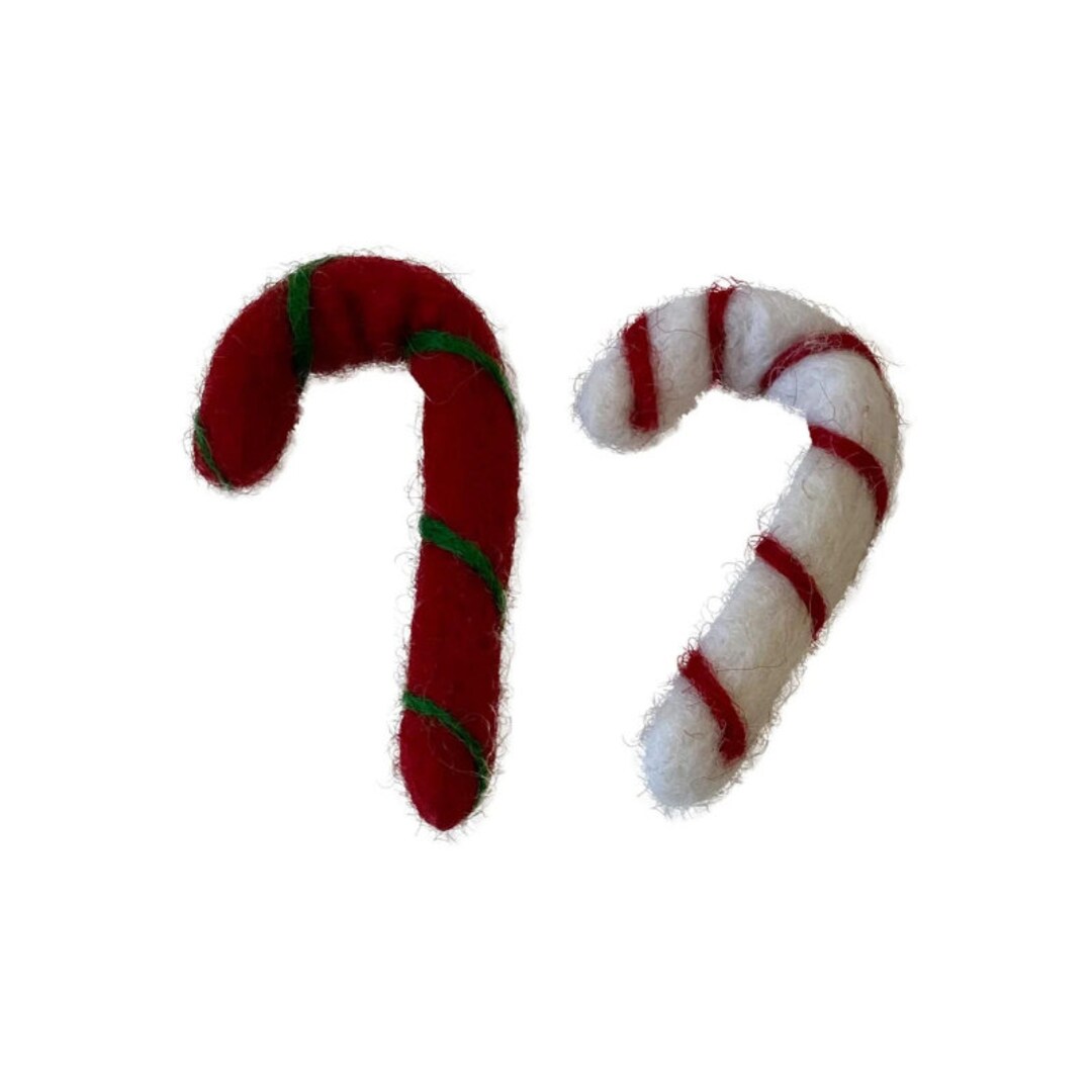Midlee Felt Wool Christmas Candy Cane Cat Toy Set of 2 - Etsy