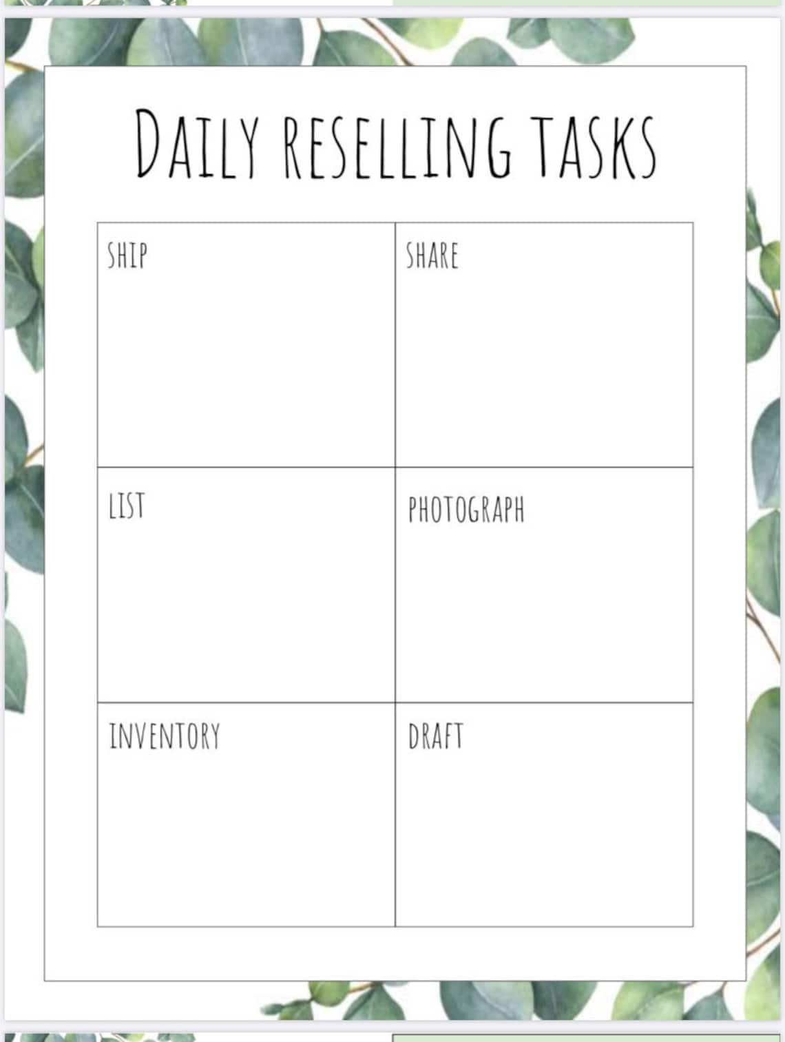 Reseller Toolkit Eucalyptus, Instant Download PDF Worksheets total 7 ...