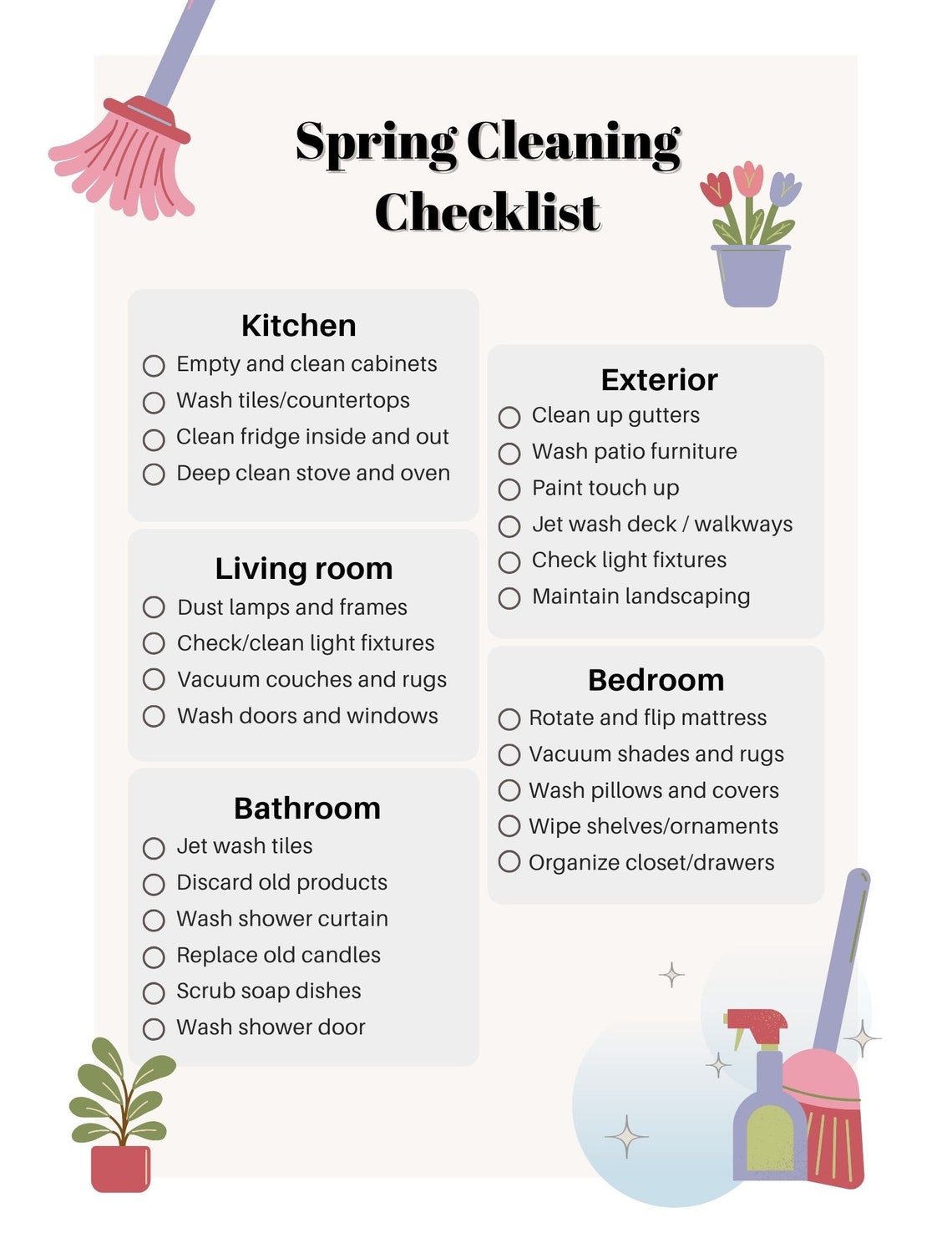 Daily, Weekly, Monthly Cleaning, to Do List, Spring Clean, Deep Clean ...