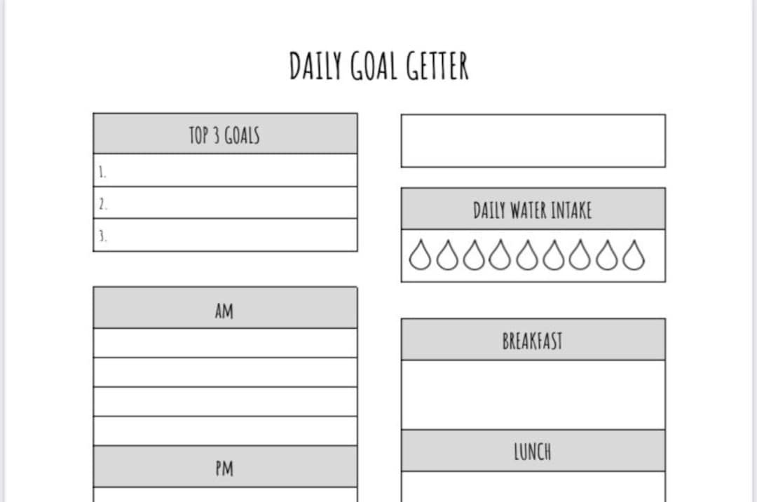 Daily Planning, Productivity, to Do List, Tracker, Day Goals, Meals ...