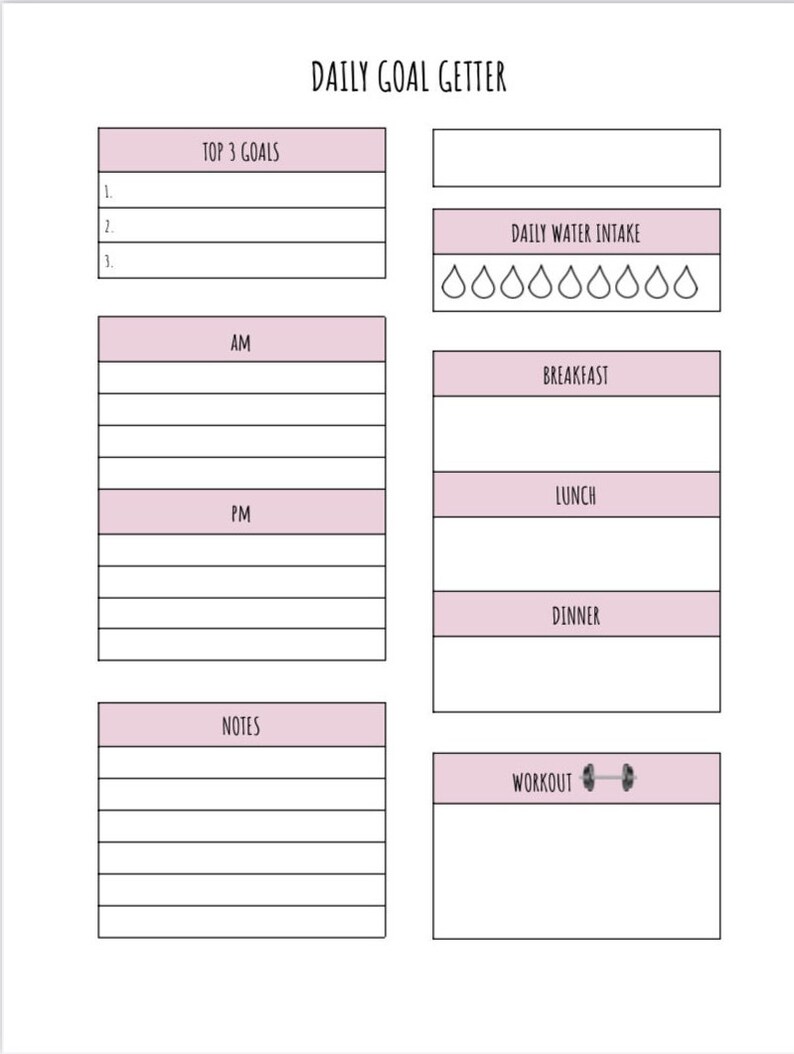 Daily Planning, Productivity, to Do List, Tracker, Day Goals, Meals ...
