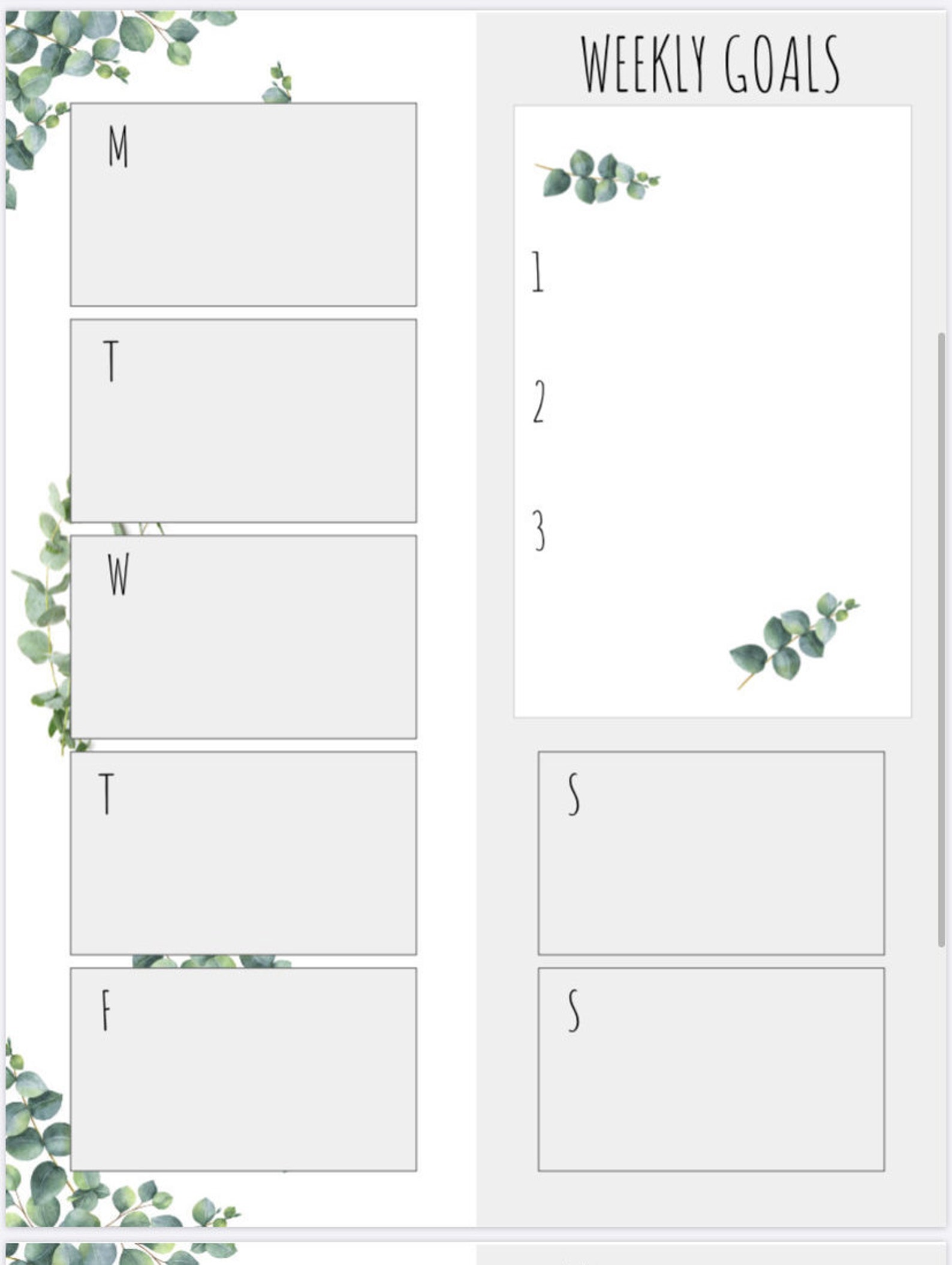 Daily, Weekend, Weekly, Monthly, Planning and Productivity Eucalyptus ...