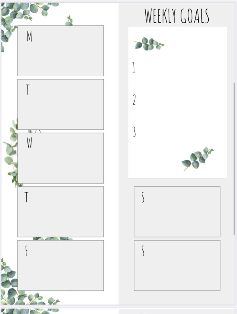 Daily, Weekend, Weekly, Monthly, Planning and Productivity Eucalyptus ...