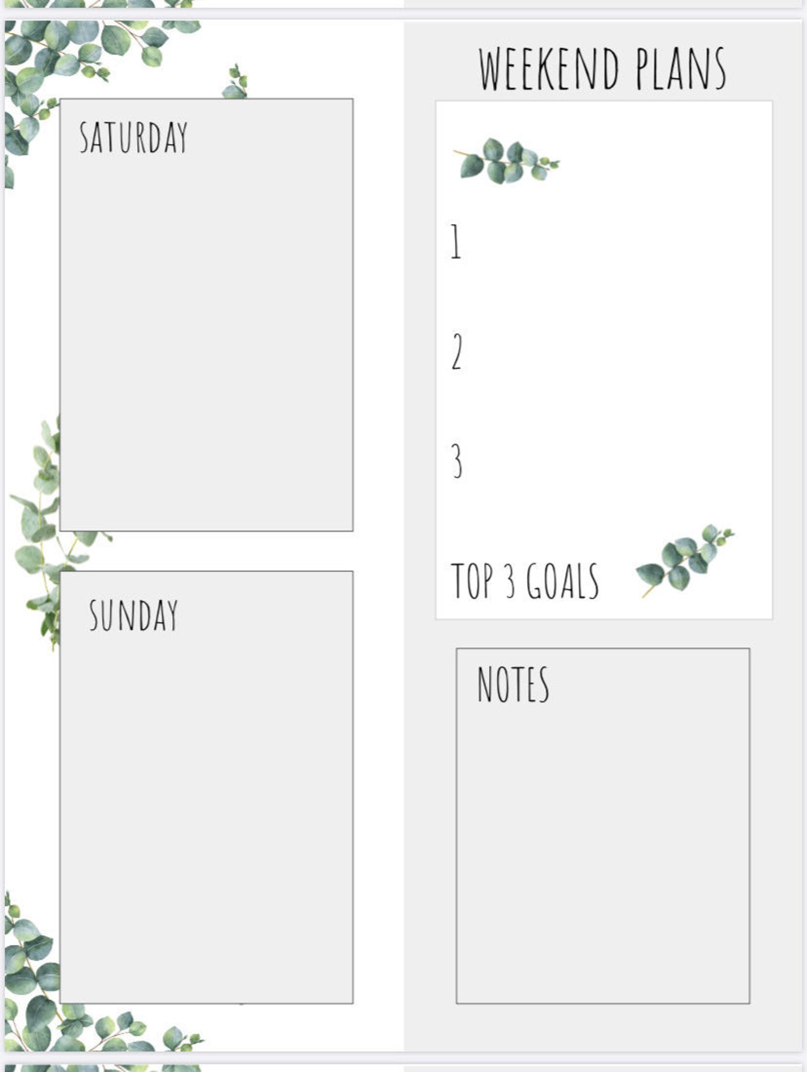 Daily, Weekend, Weekly, Monthly, Planning and Productivity Eucalyptus ...