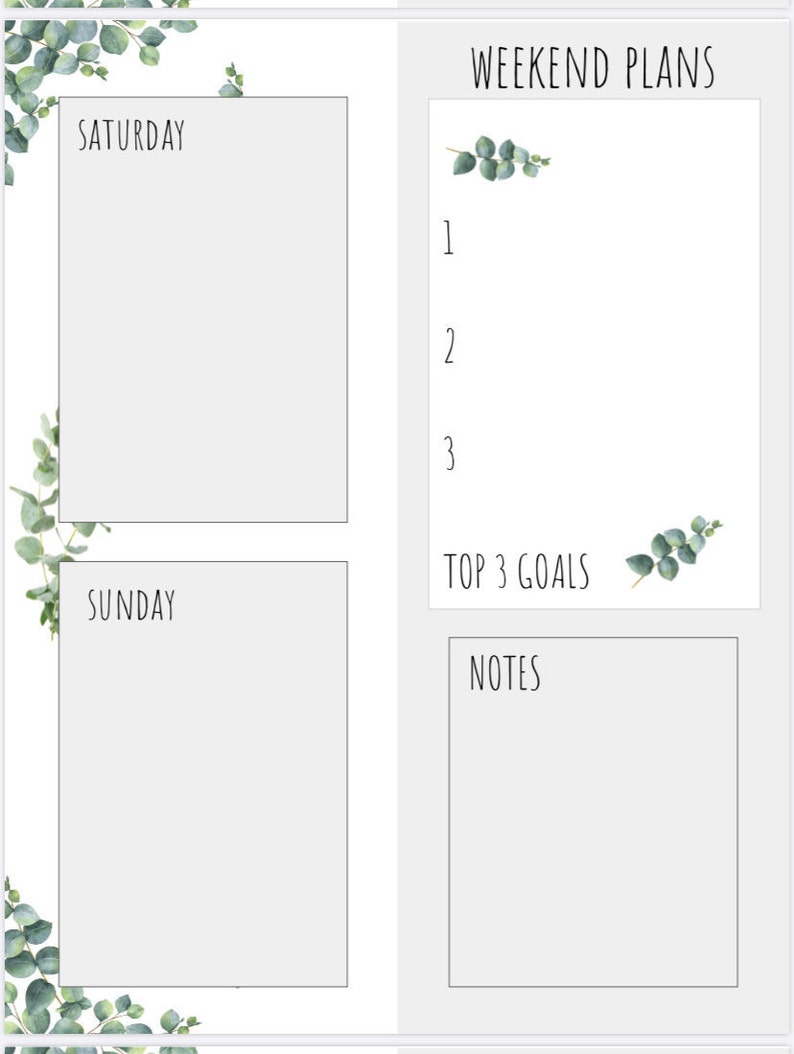 Daily, Weekend, Weekly, Monthly, Planning and Productivity Eucalyptus ...