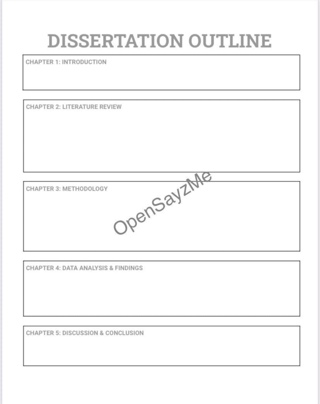 Dissertation Outline Worksheet Tool, Digital Download, Printable PDF ...