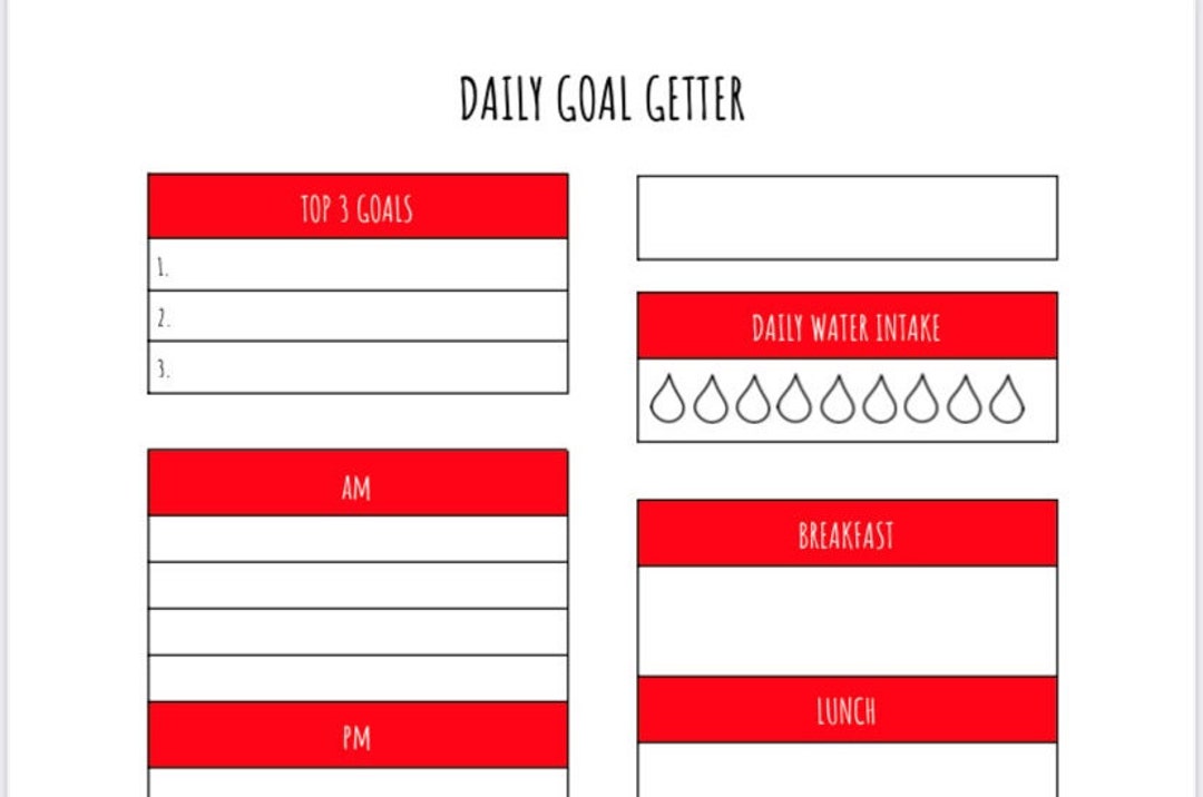 Daily Planning, Productivity, to Do List, Tracker, Day Goals, Meals ...