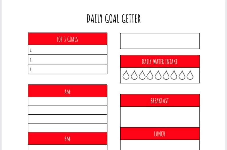 Daily Planning, Productivity, to Do List, Tracker, Day Goals, Meals ...