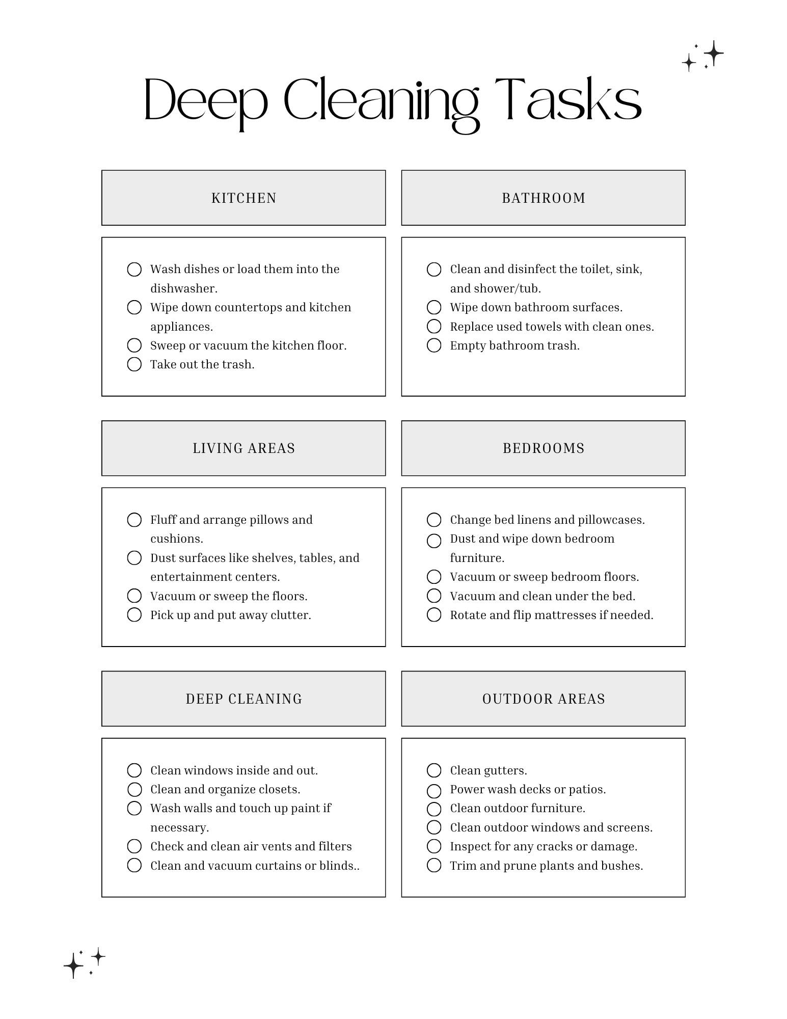 Daily, Weekly, Monthly Cleaning, to Do List, Spring Clean, Deep Clean ...