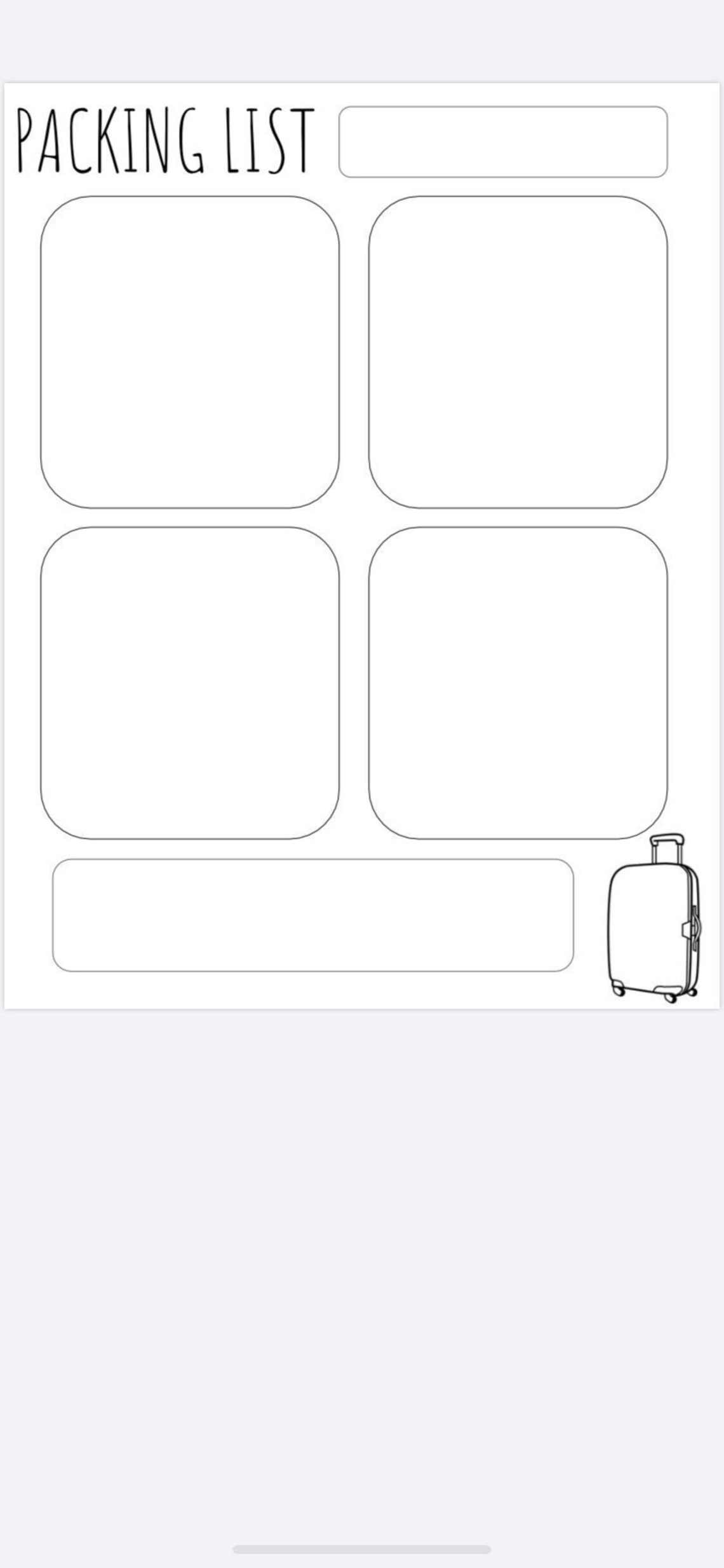 Packing List Worksheet, Instant Download Digital Printable PDF Template ...