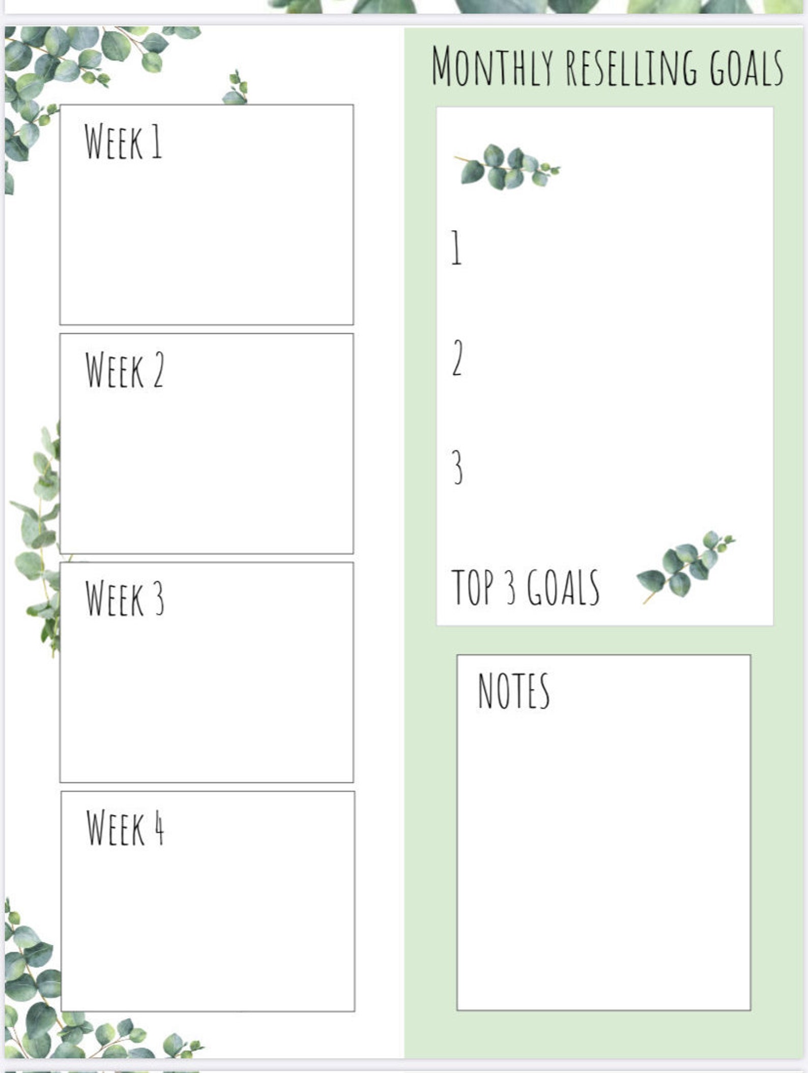 Reseller Toolkit Eucalyptus, Instant Download PDF Worksheets (total 7 ...