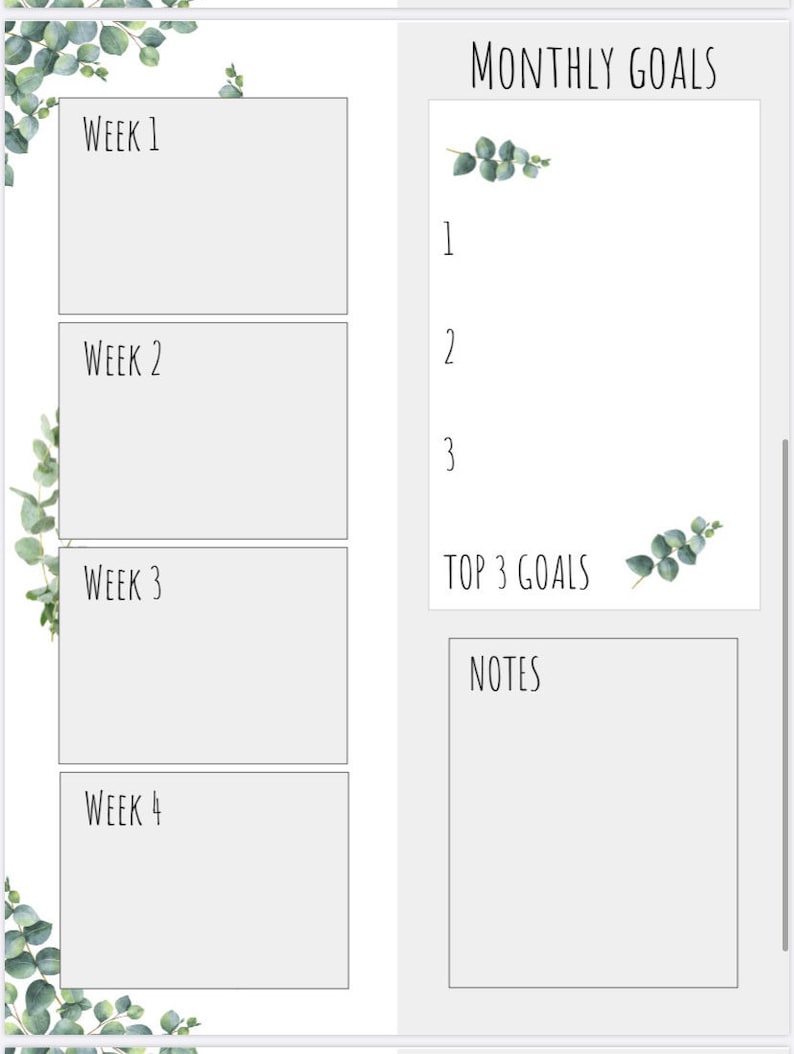 Daily, Weekend, Weekly, Monthly, Planning and Productivity Eucalyptus ...