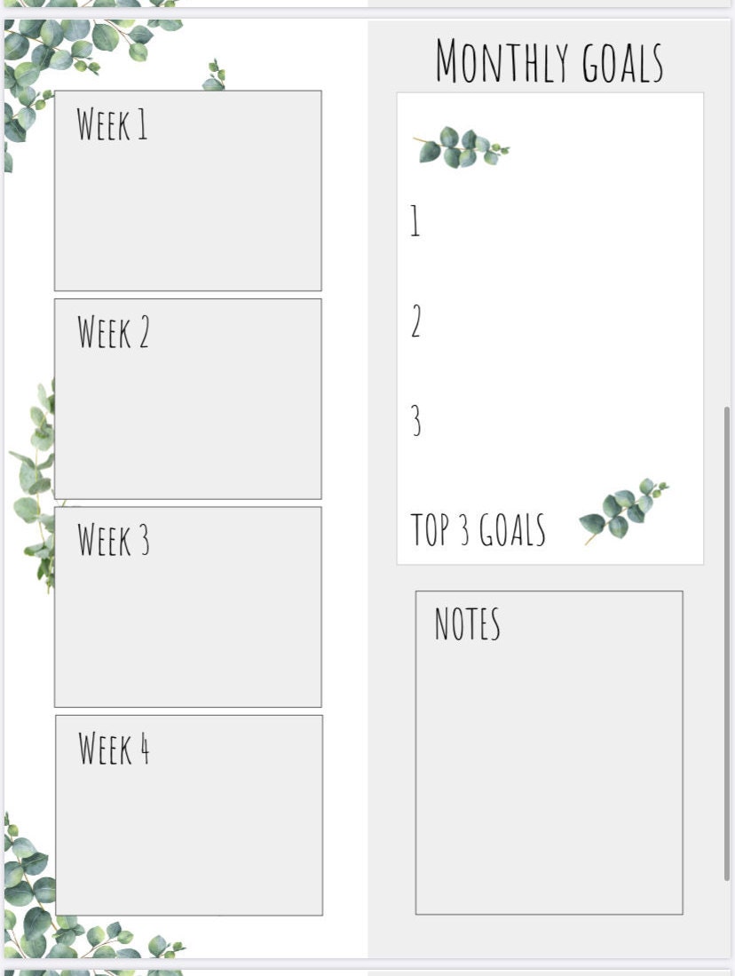 Daily, Weekend, Weekly, Monthly, Planning and Productivity Eucalyptus ...