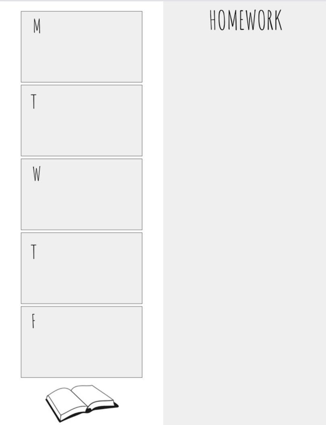 Homework Worksheet, Instant Download Digital Printable PDF, Organize ...
