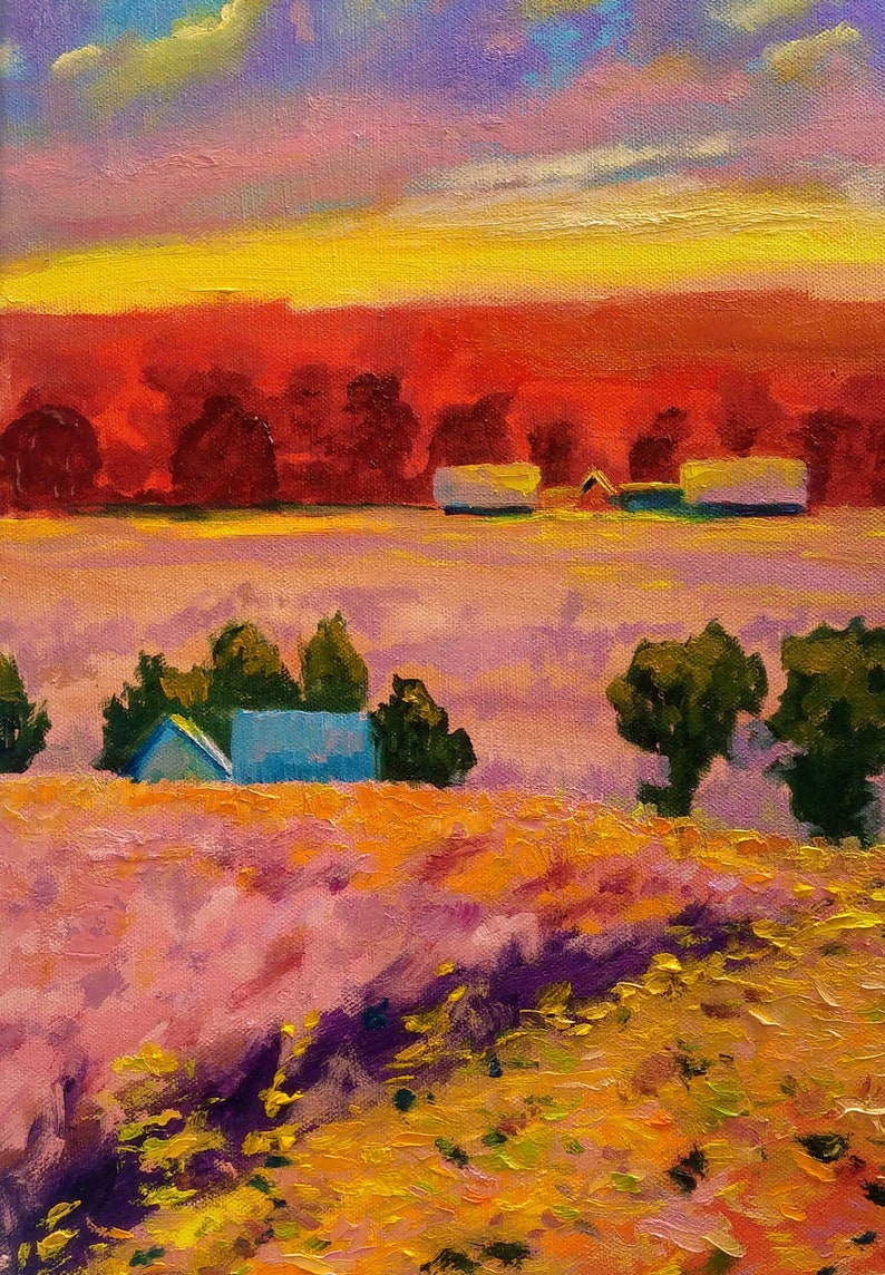 Ölgemälde Original Ölbild Landschaftsmalerei Sonnenuntergang ...