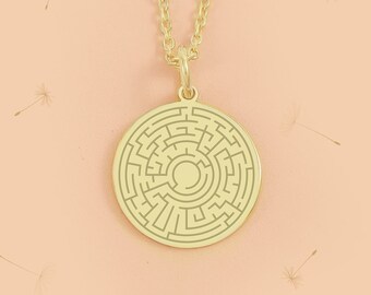 Gold Labyrinth Necklace - Etsy