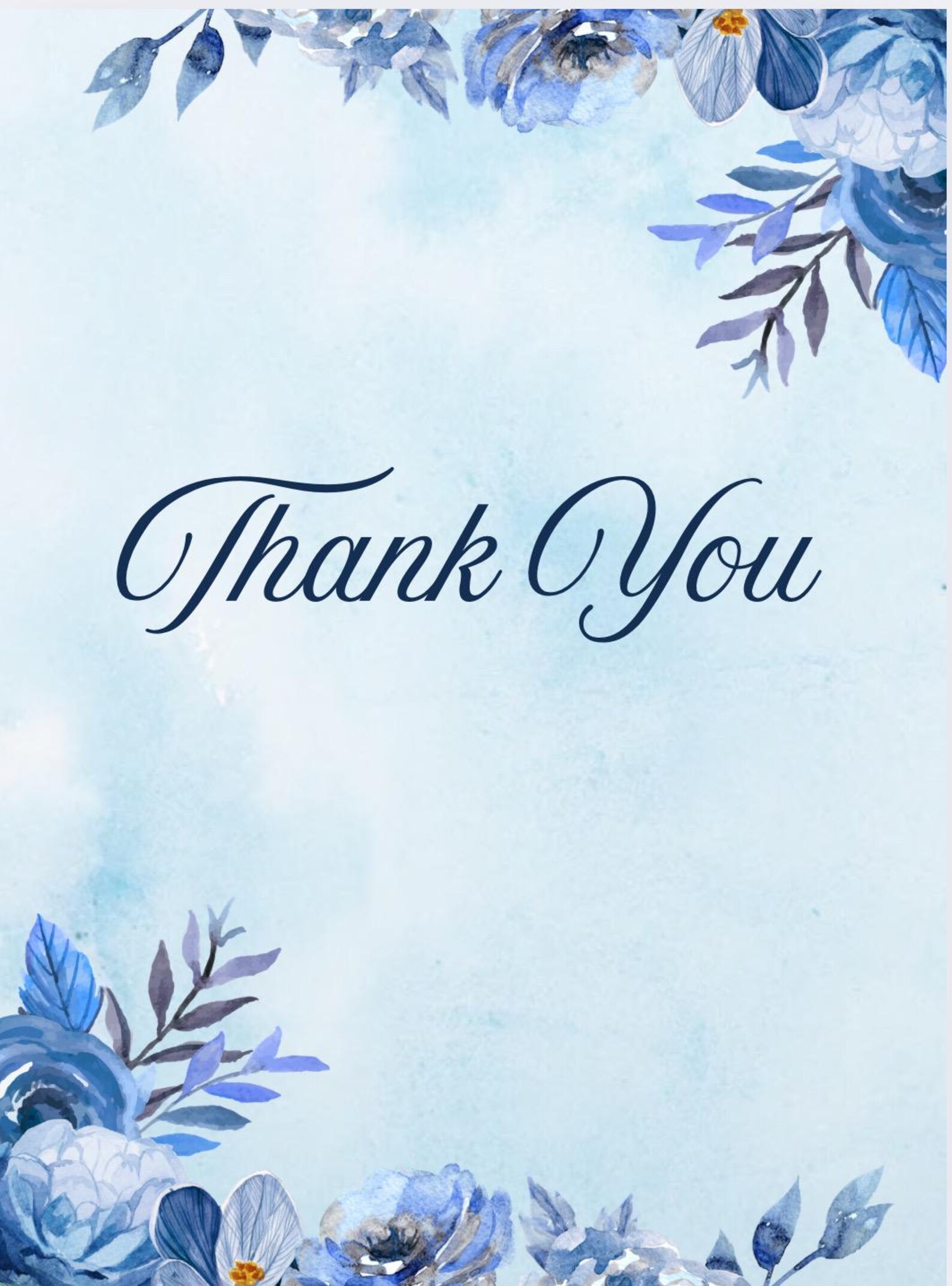 Blue Flowers Thank You - Etsy