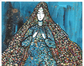 Blue Lady Painting | Etsy UK