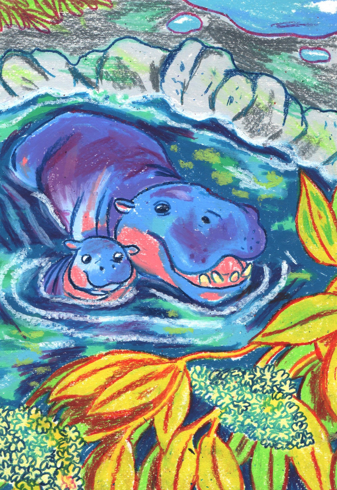 Moo Deng - A5 Original Drawing - Etsy