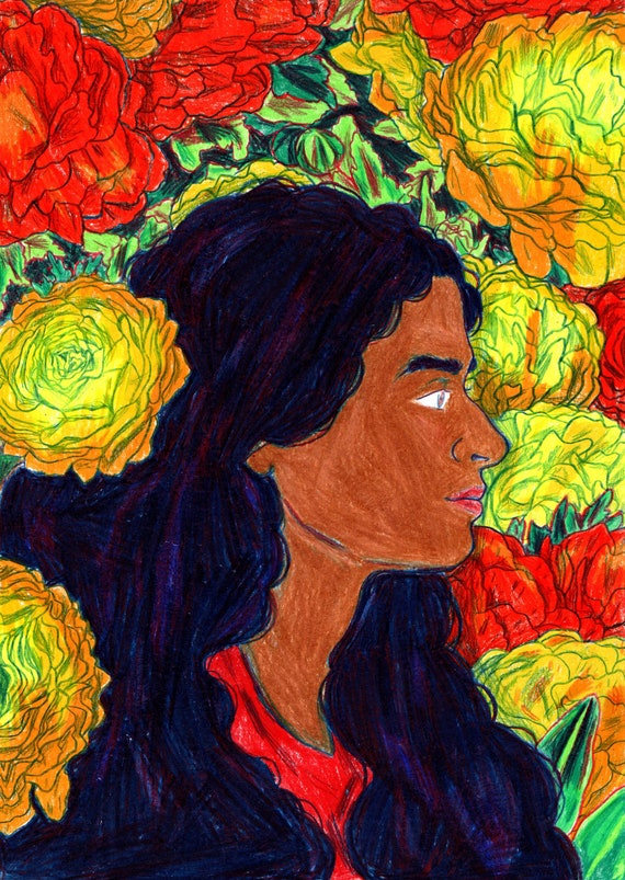 Ranunculus Original Drawing | Etsy