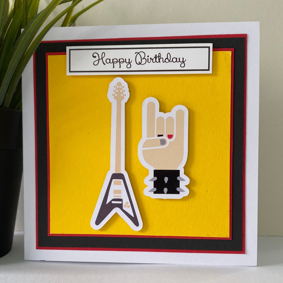 Rockstar Birthday Card, Rock Band Birthday Card, Birthday Card, Musical ...