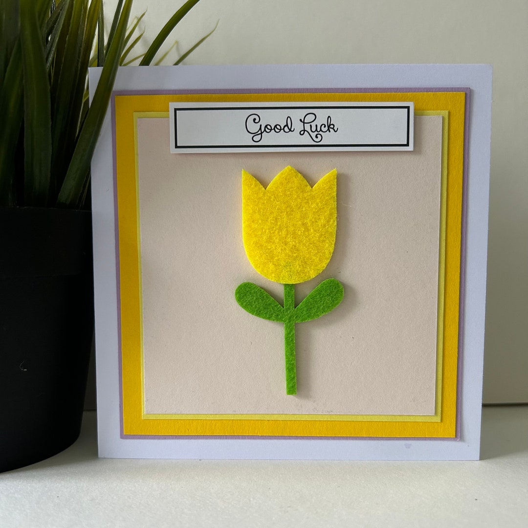 Good Luck Tulip Card, Good Luck Flowers, Felt Tulip Card, 3d Flower ...