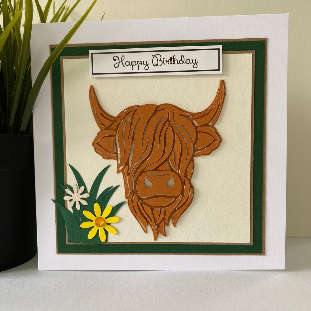 Highland Cow Birthday Card, Highland Cow Card, Scottish Highland Cow ...