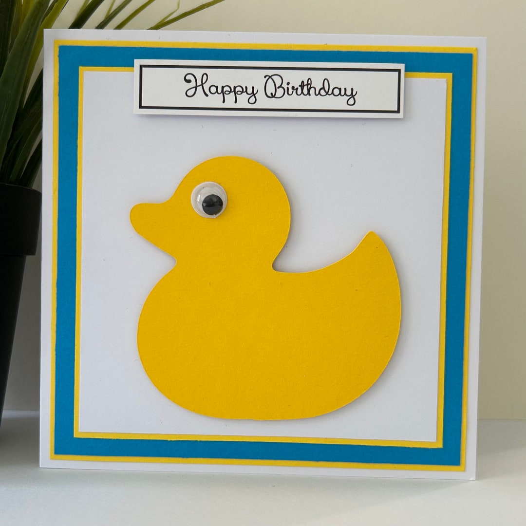 Rubber Duck Birthday Card, Rubber Duck Card, Yellow Rubber Duck Card ...