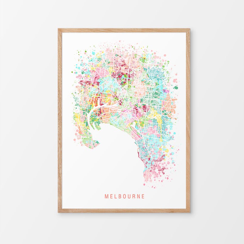Melbourne Map Print Abstract Map / Victoria / Australia / - Etsy