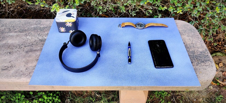 Leather Desk Pad Light Blue Desk Mat Sky Blue Placemat - Etsy