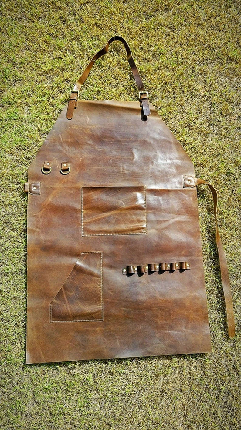 Workshop Apron Barber Apron Leather Brown Work Apron - Etsy