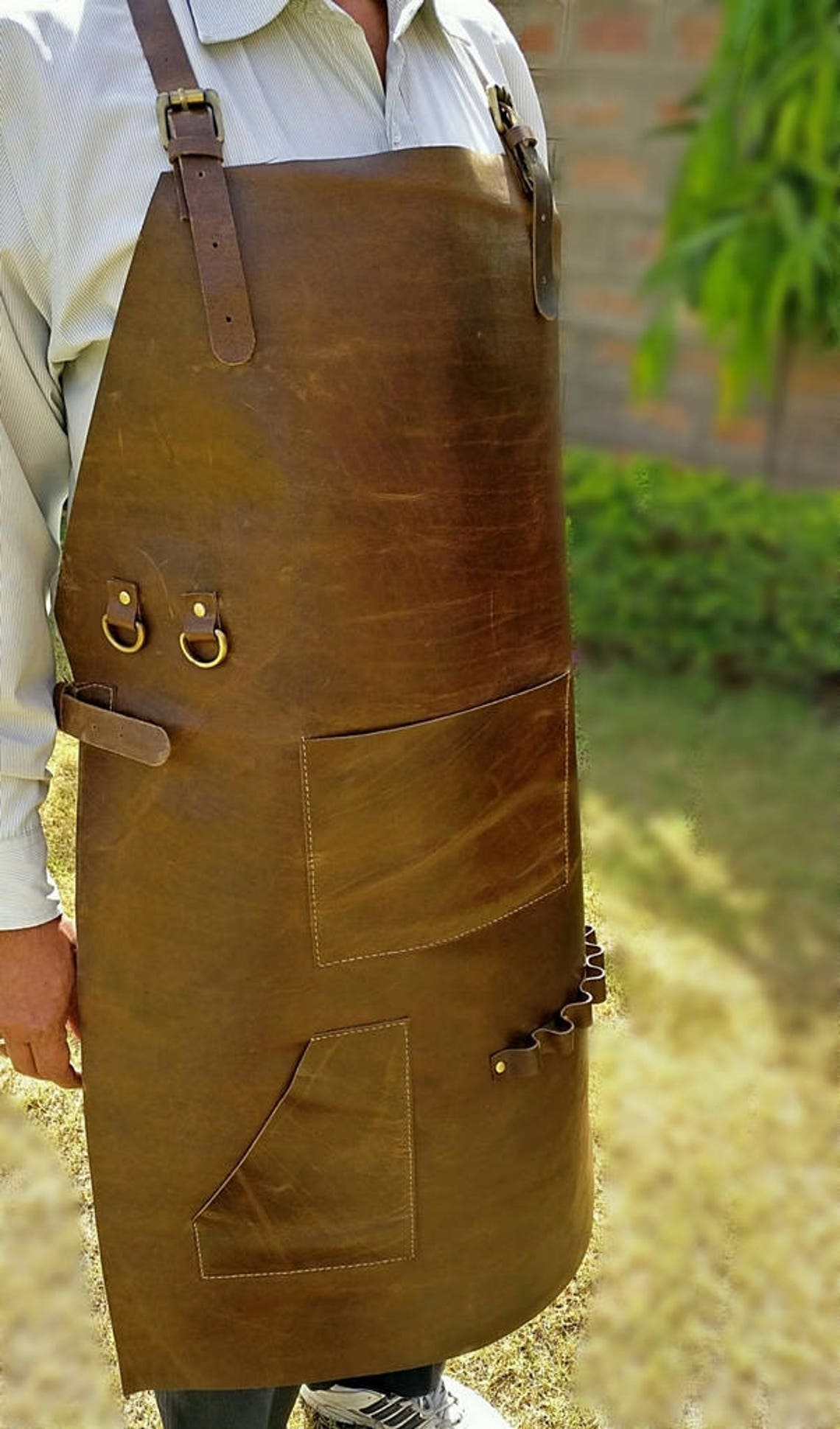 Workshop Apron Barber Apron Leather Brown Work Apron - Etsy