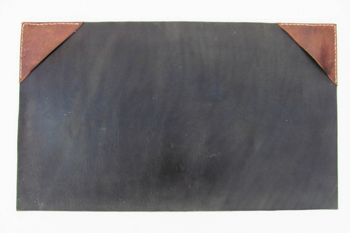 Vintage Black Genuine Desk Mat Leather Desk Mat Pad With | Etsy