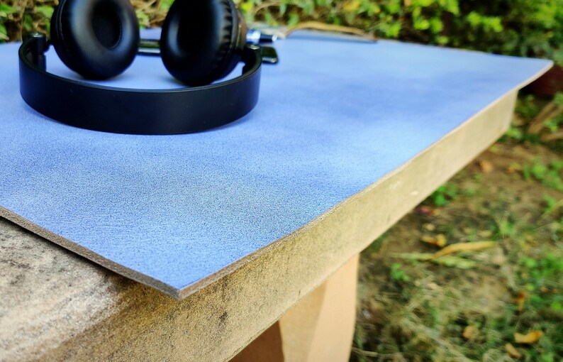 Leather Desk Pad Light Blue Desk Mat Sky Blue Placemat | Etsy