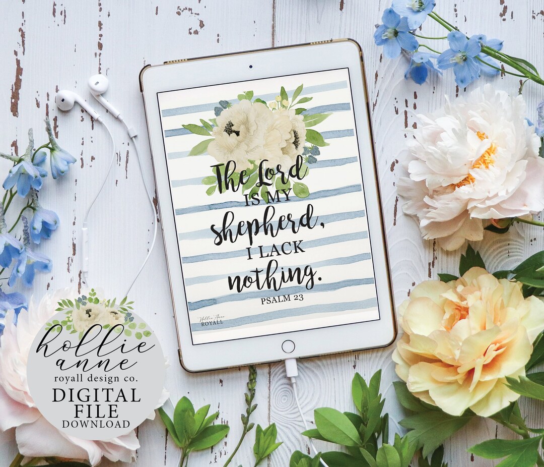 Psalm 23 Watercolor Poster, the Lord is My Shepherd Poster, DIGITAL ...