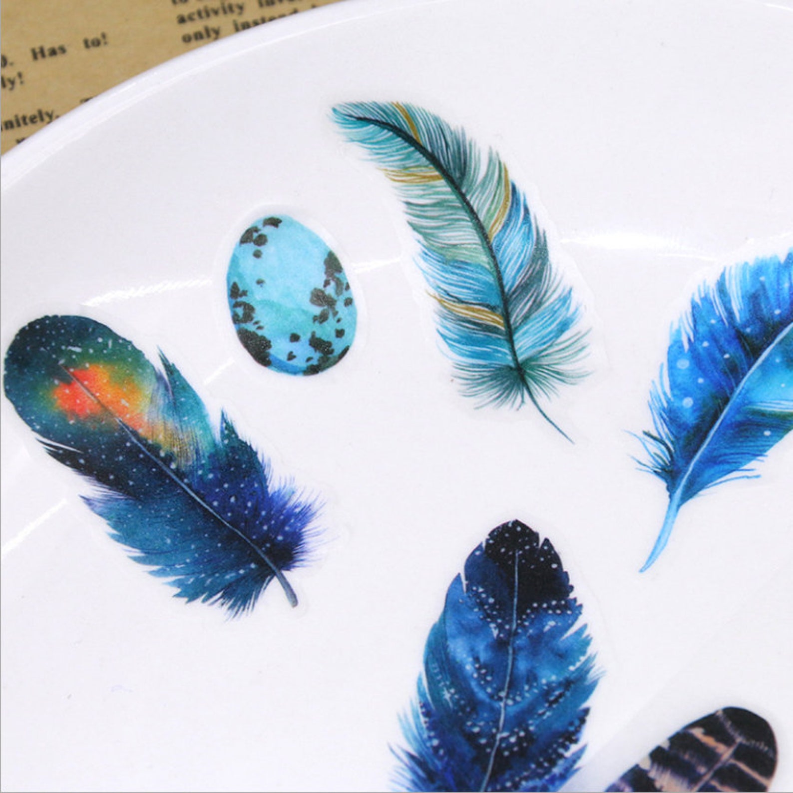 6 Sheets Feather Stickers Plume Sticker Colorful Stickers | Etsy