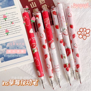 2pcs/set, Strawberry Retractable Gel Pen, Planner Pens, Kawaii ...