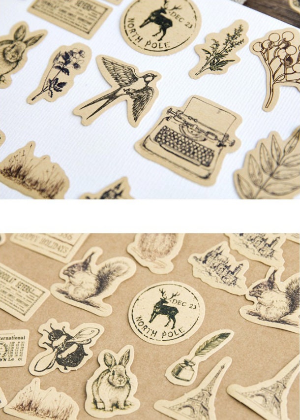 46pcs cute rabbit stickers animal stickers plant sticker | Etsy